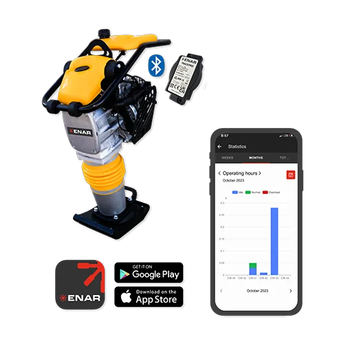 Pisón compactador de suelo con dispositivo bluetooth TrackPro.